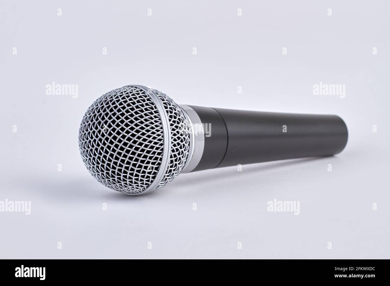 Chromed black wireless microphone isolated on white background Stock ...