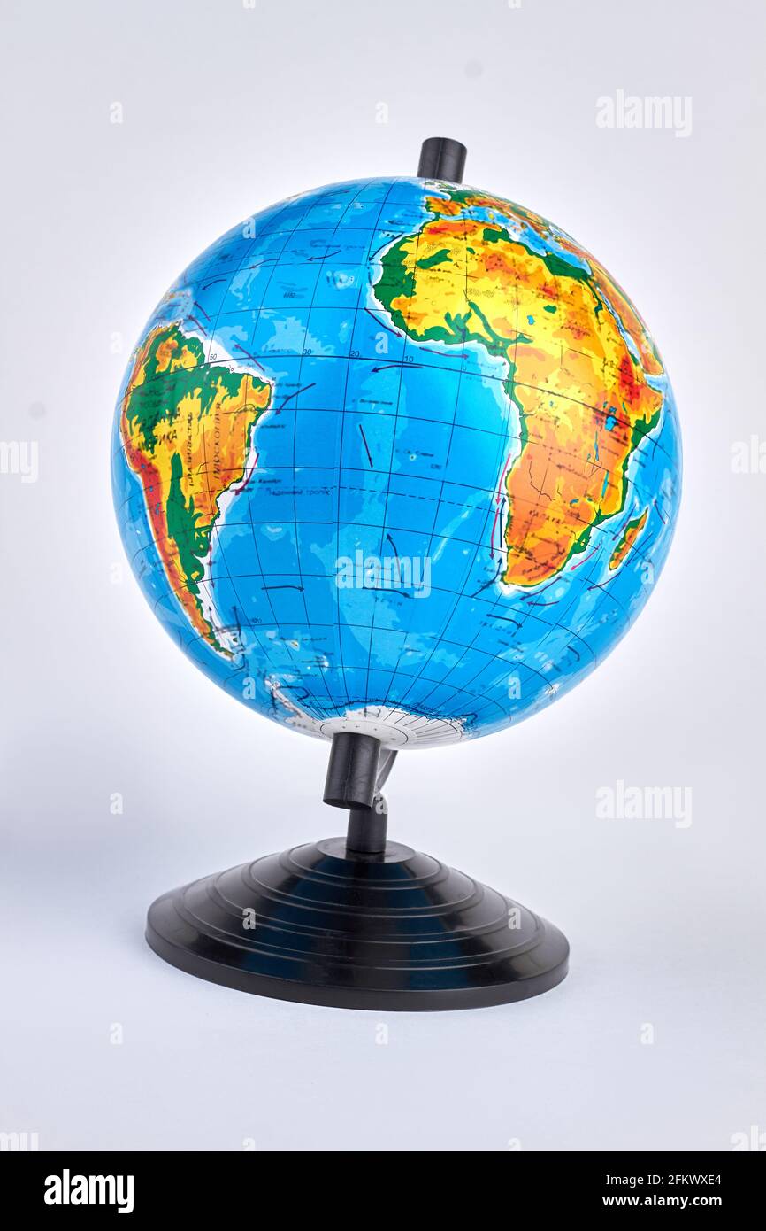School globe isolated on white background. Globe model Stock Photo - Alamy