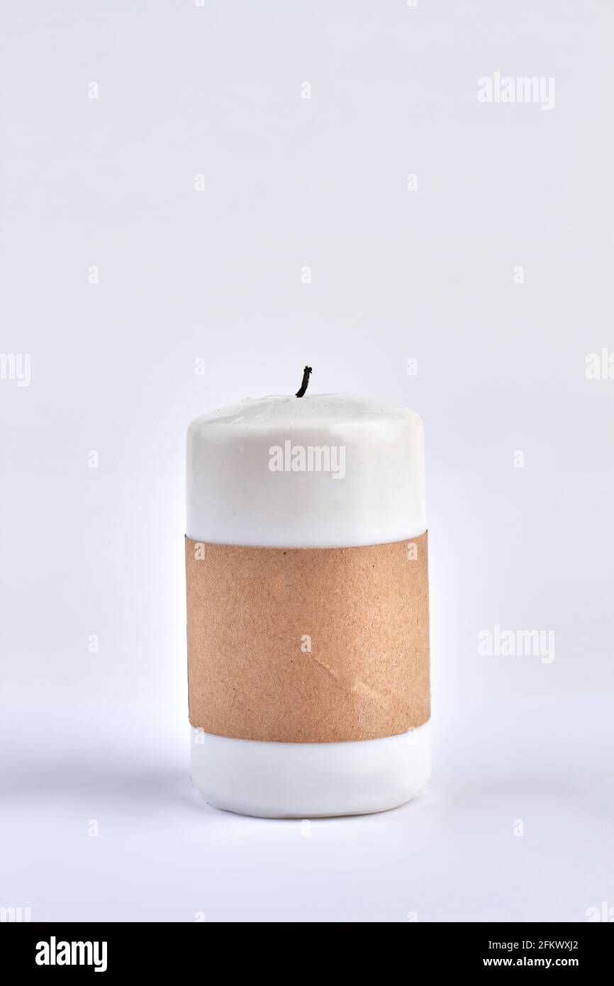 Decorative handmade candle isolated on white background Stock Photo - Alamy