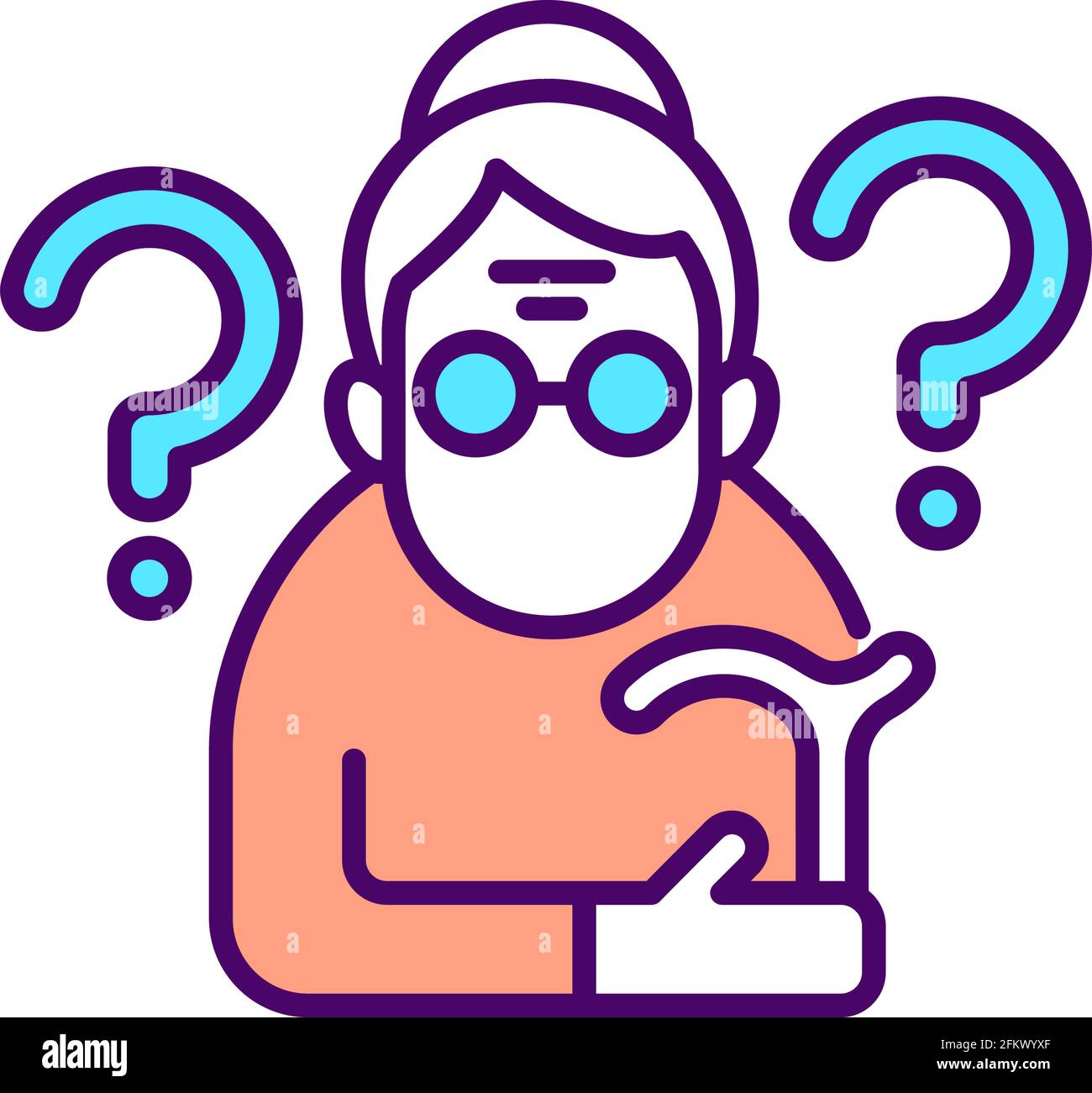 Confused elderly woman RGB color icon Stock Vector Image & Art - Alamy
