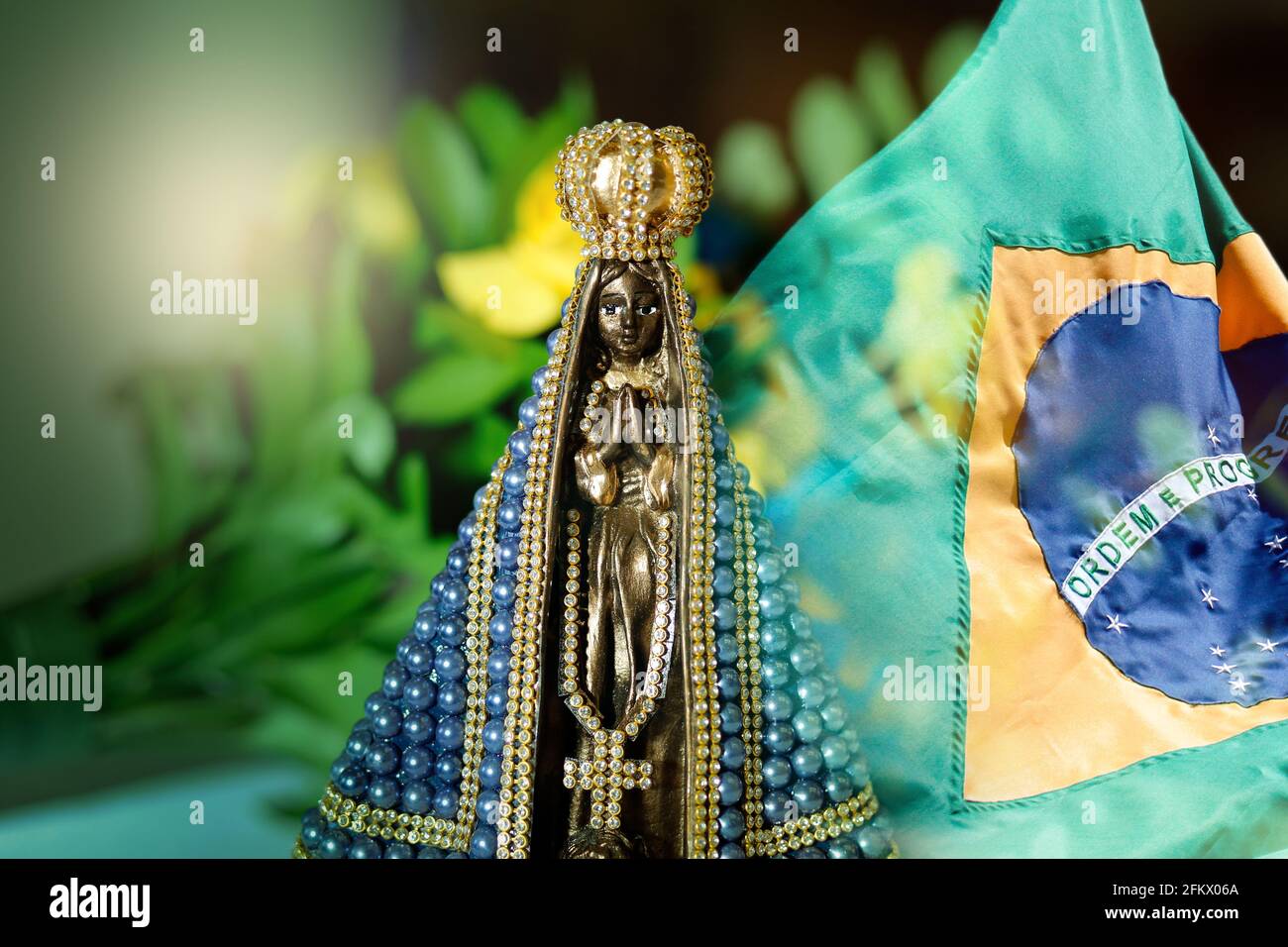 Statue of the image of Our Lady of Aparecida, mother of God in the ...