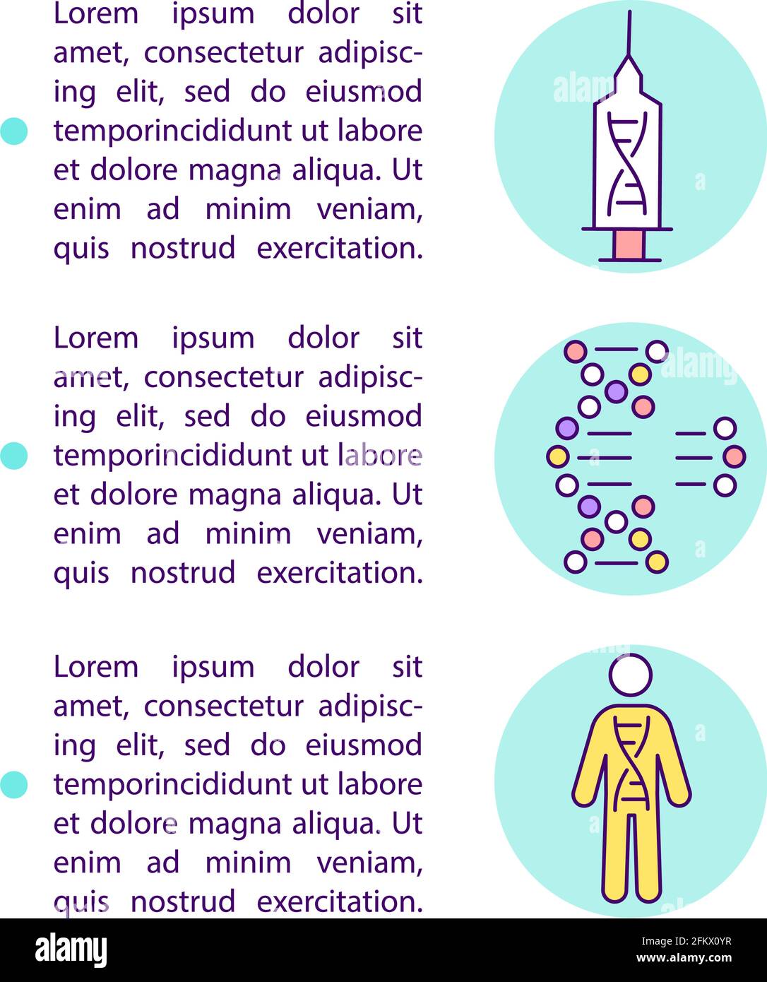 Introducing a new gene into the body concept line icons with text Stock ...