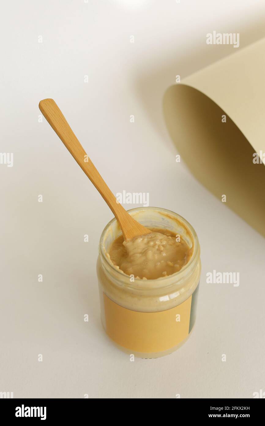 Texture close up Almond Butter or Peanut butter Stock Photo - Alamy