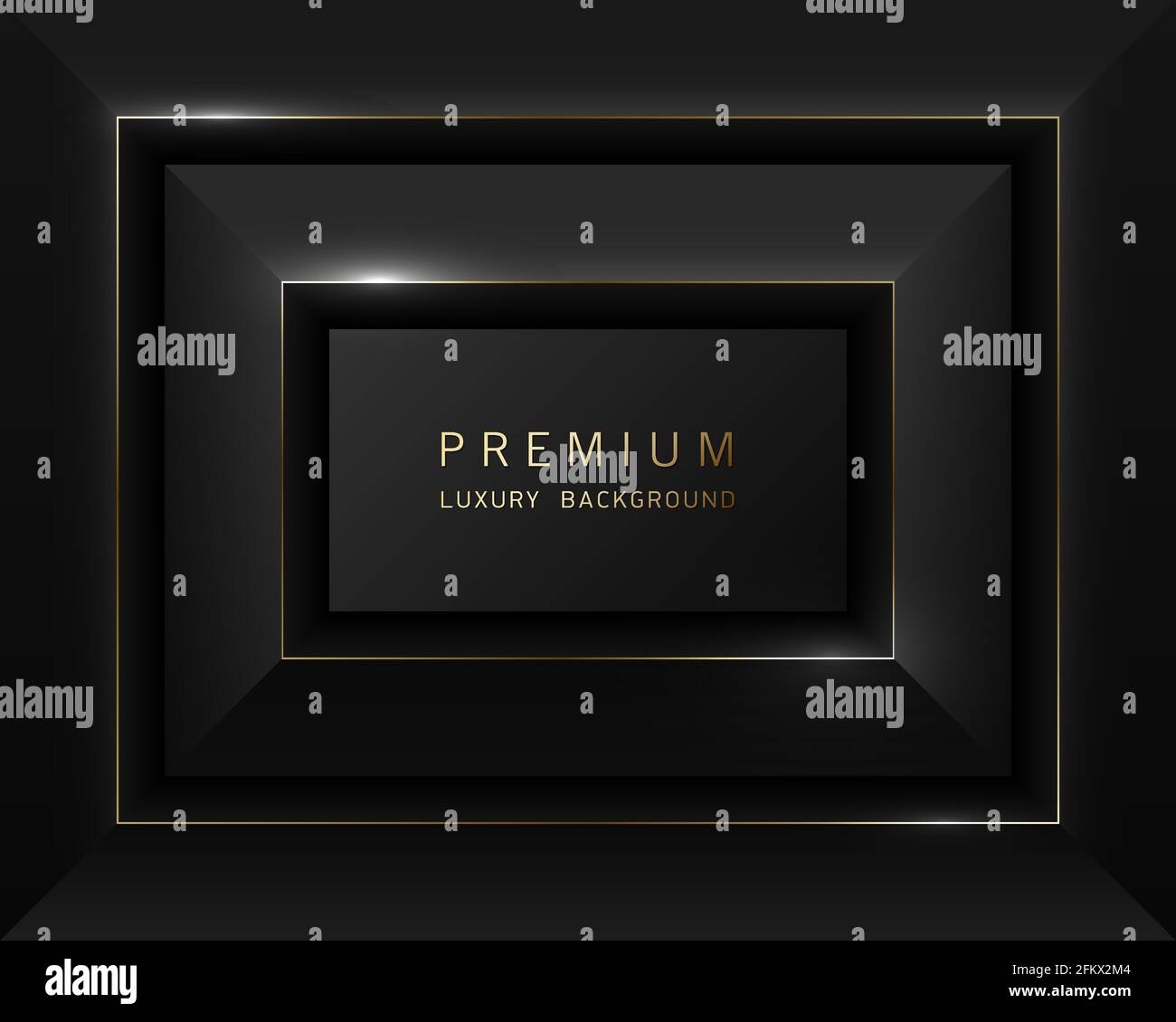 Vector black abstract rectangular luxury frame. Premium label dark design faceted background ...