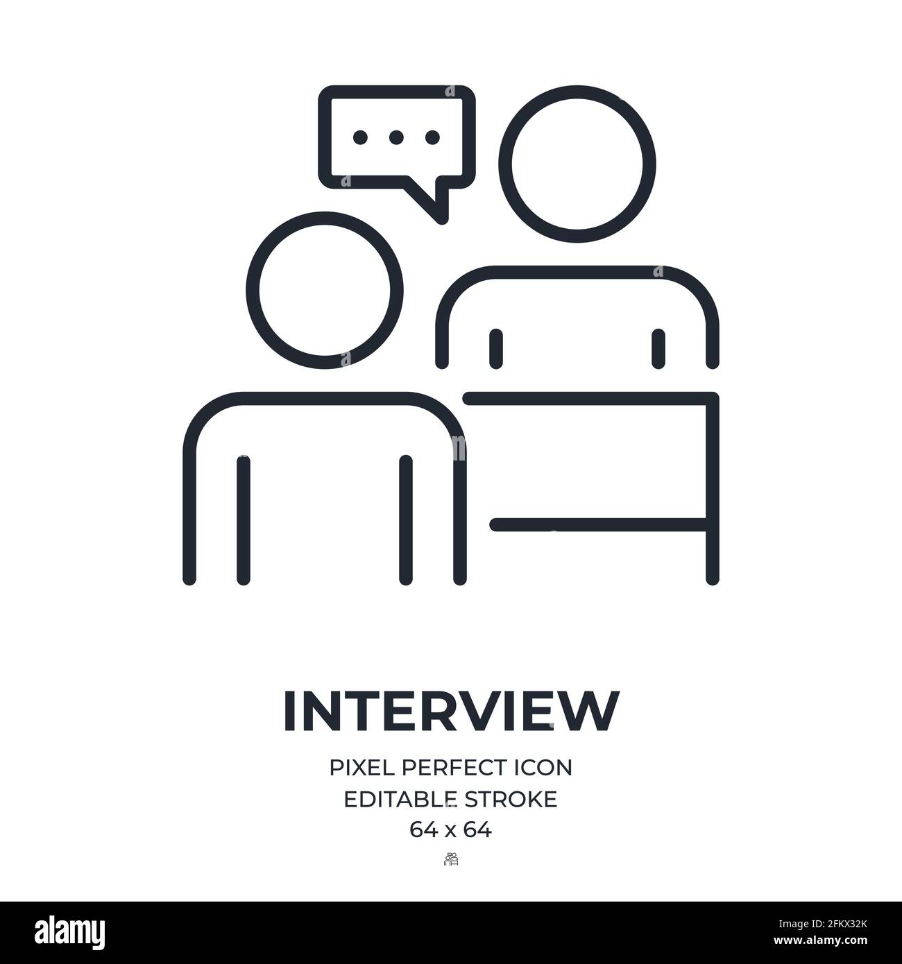 Interview or collaboration process editable stroke outline icon ...
