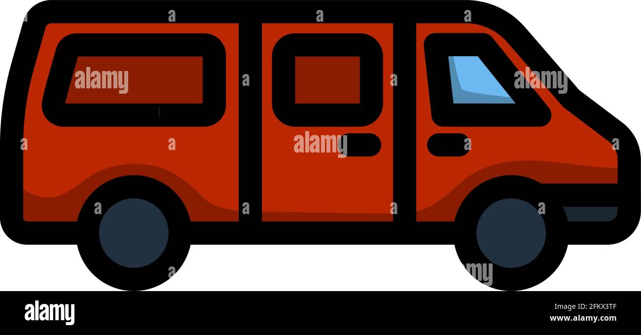 Commercial Van Icon. Editable Bold Outline With Color Fill Design ...