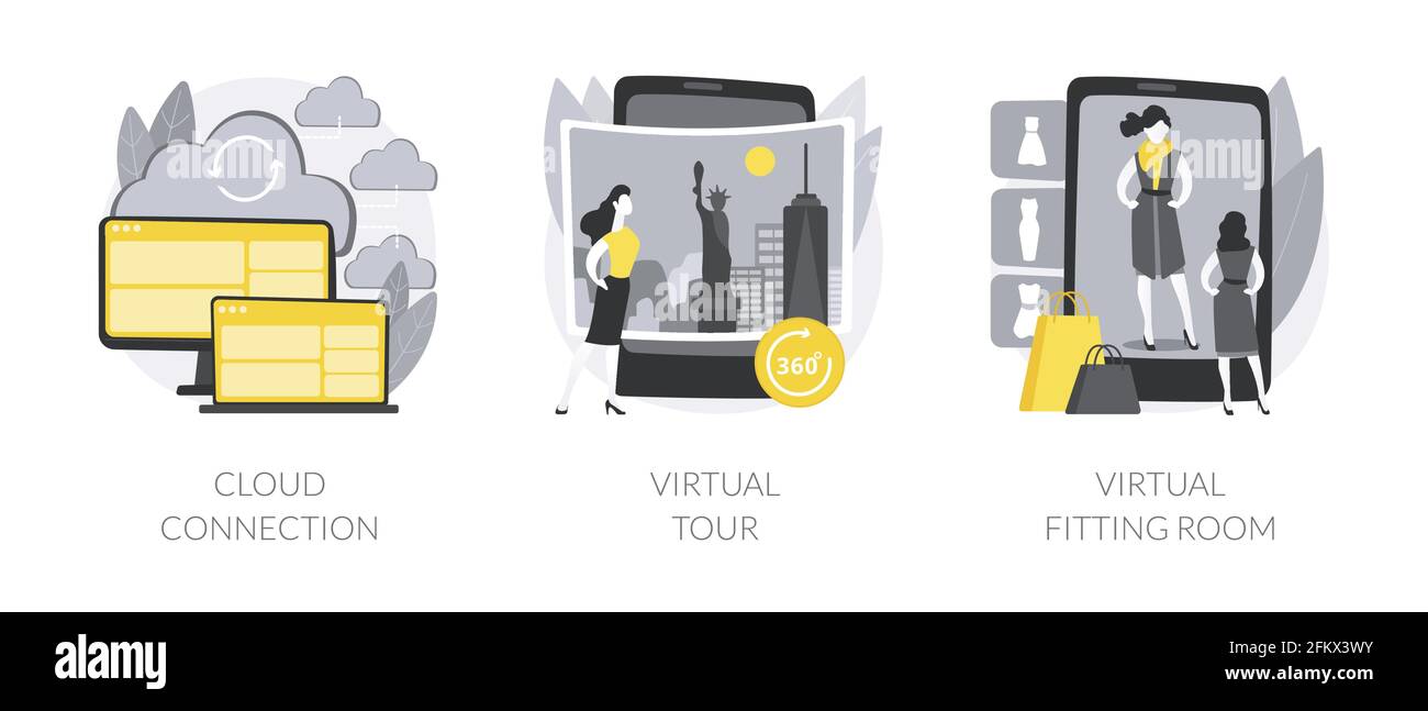 Online data transfer and virtual experience abstract concept vector ...