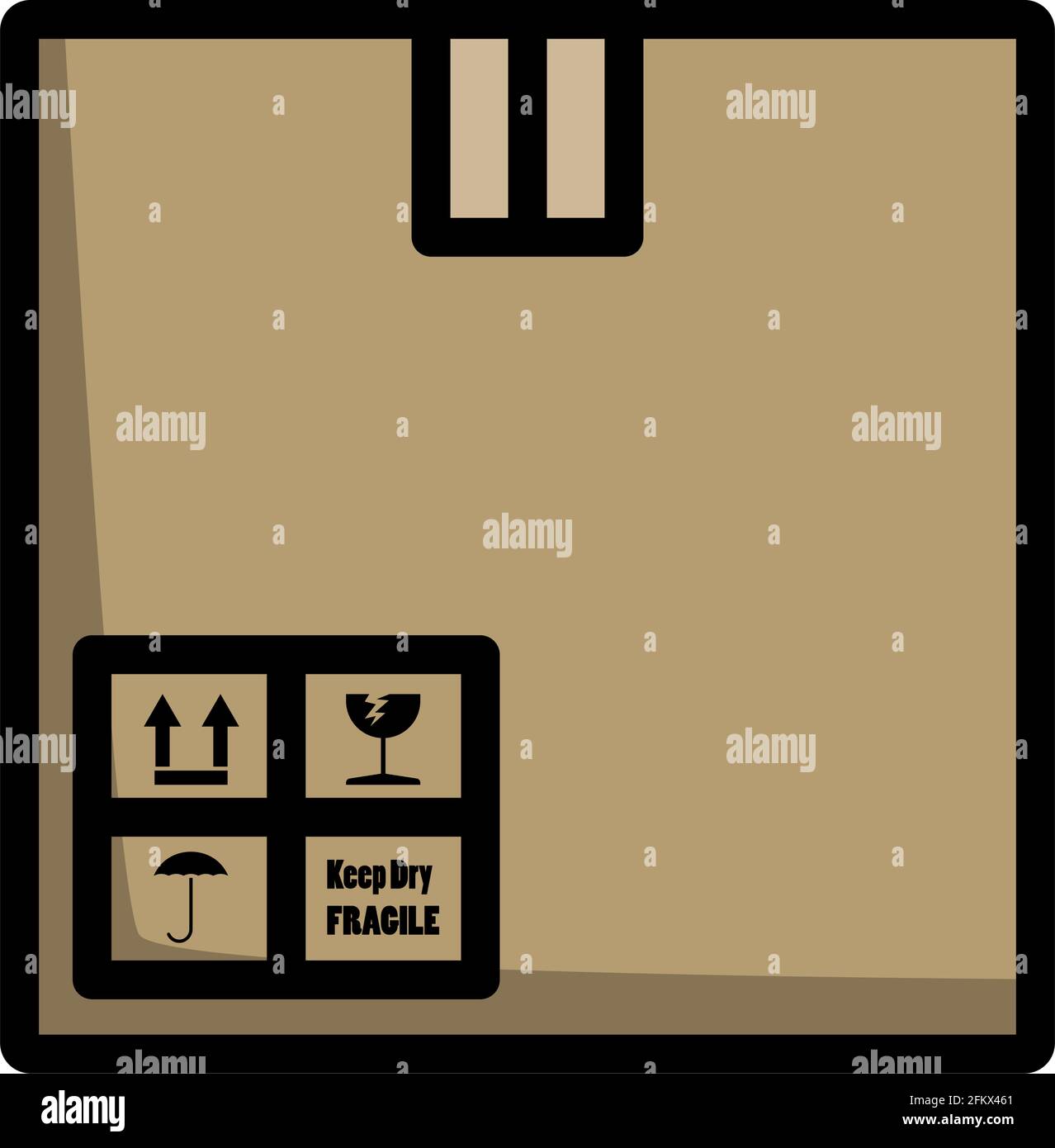 Cardboard Package Box Icon. Editable Bold Outline With Color Fill ...