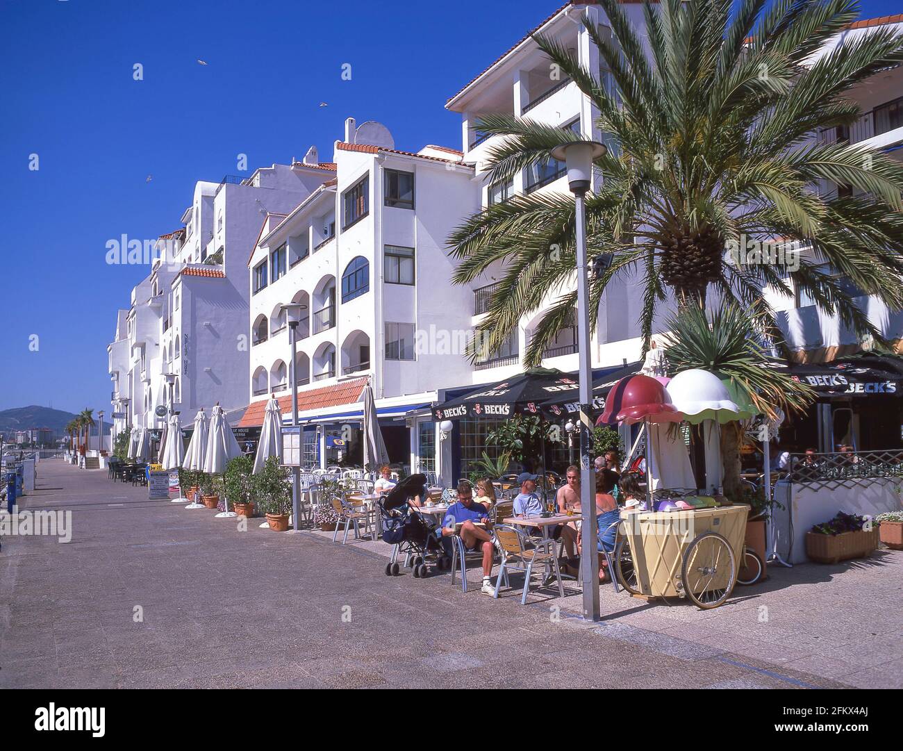 Quayside restaurants, Marina Bay, Gibraltar Town, Gibraltar Stock Photo ...