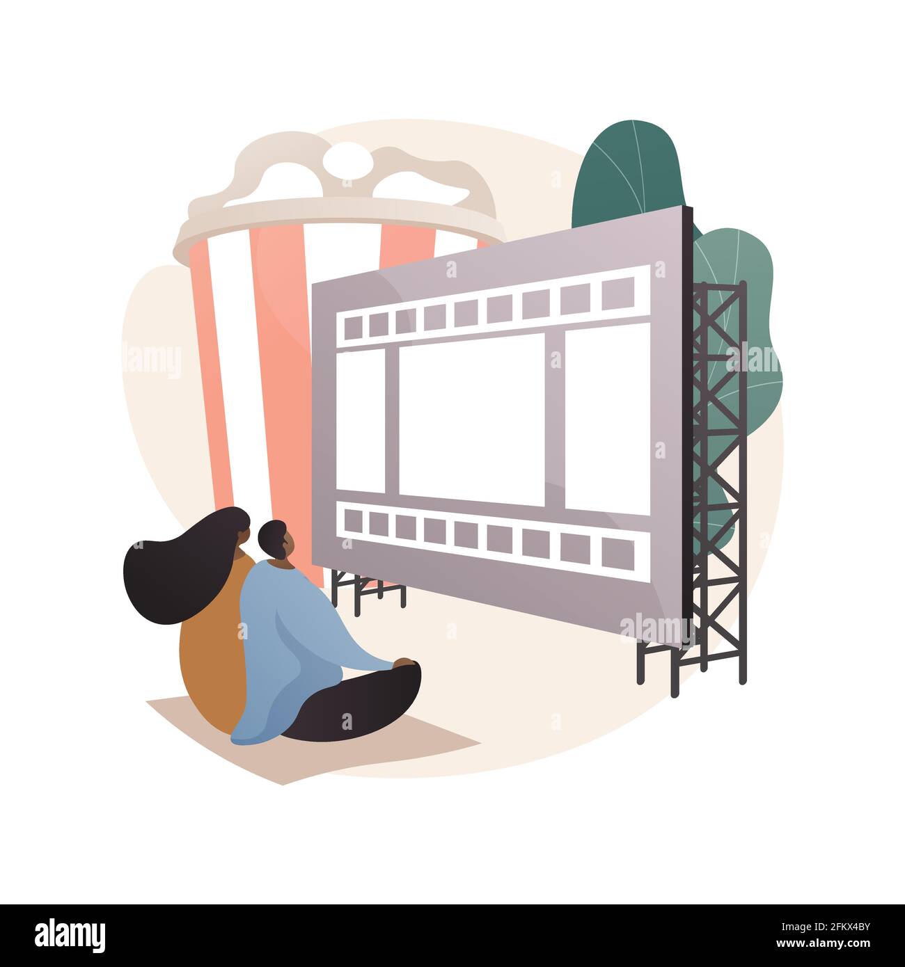 Open air cinema abstract concept vector illustration Stock Vector Image ...