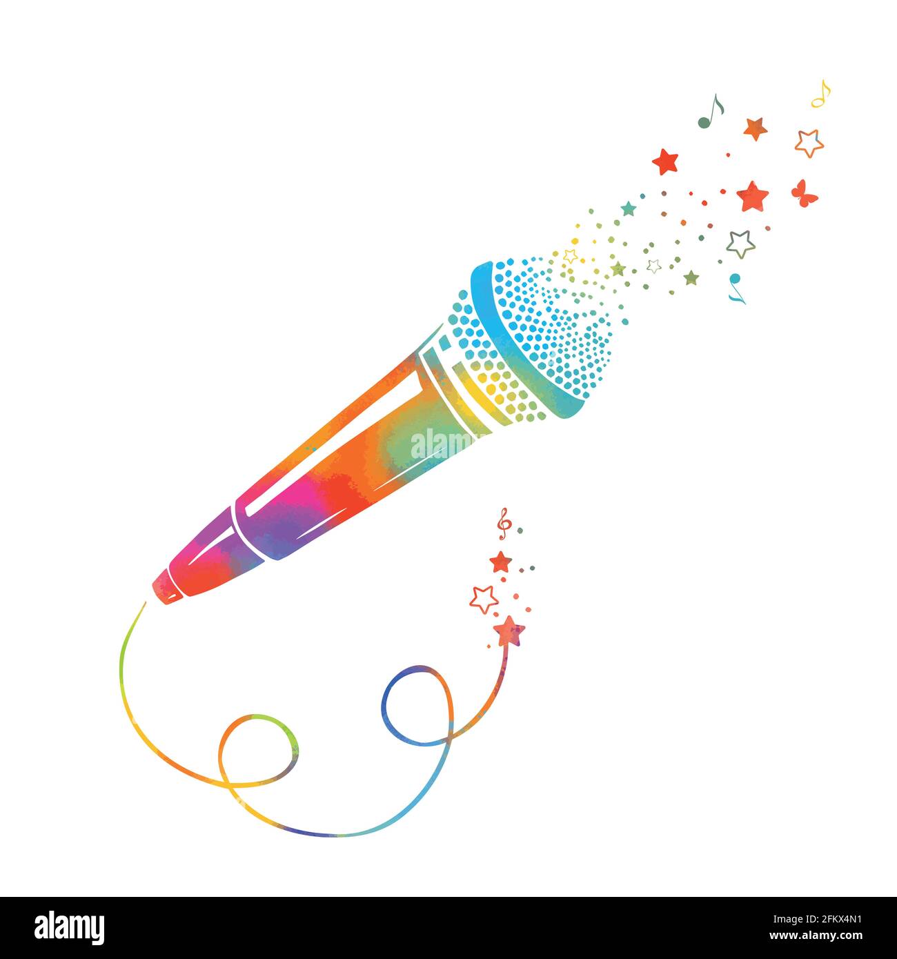 Mic vector icon. Cartoon Multicolored vector icon isolated on white ...
