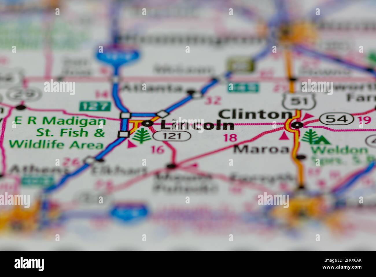 Lincoln map hi-res stock photography and images - Alamy