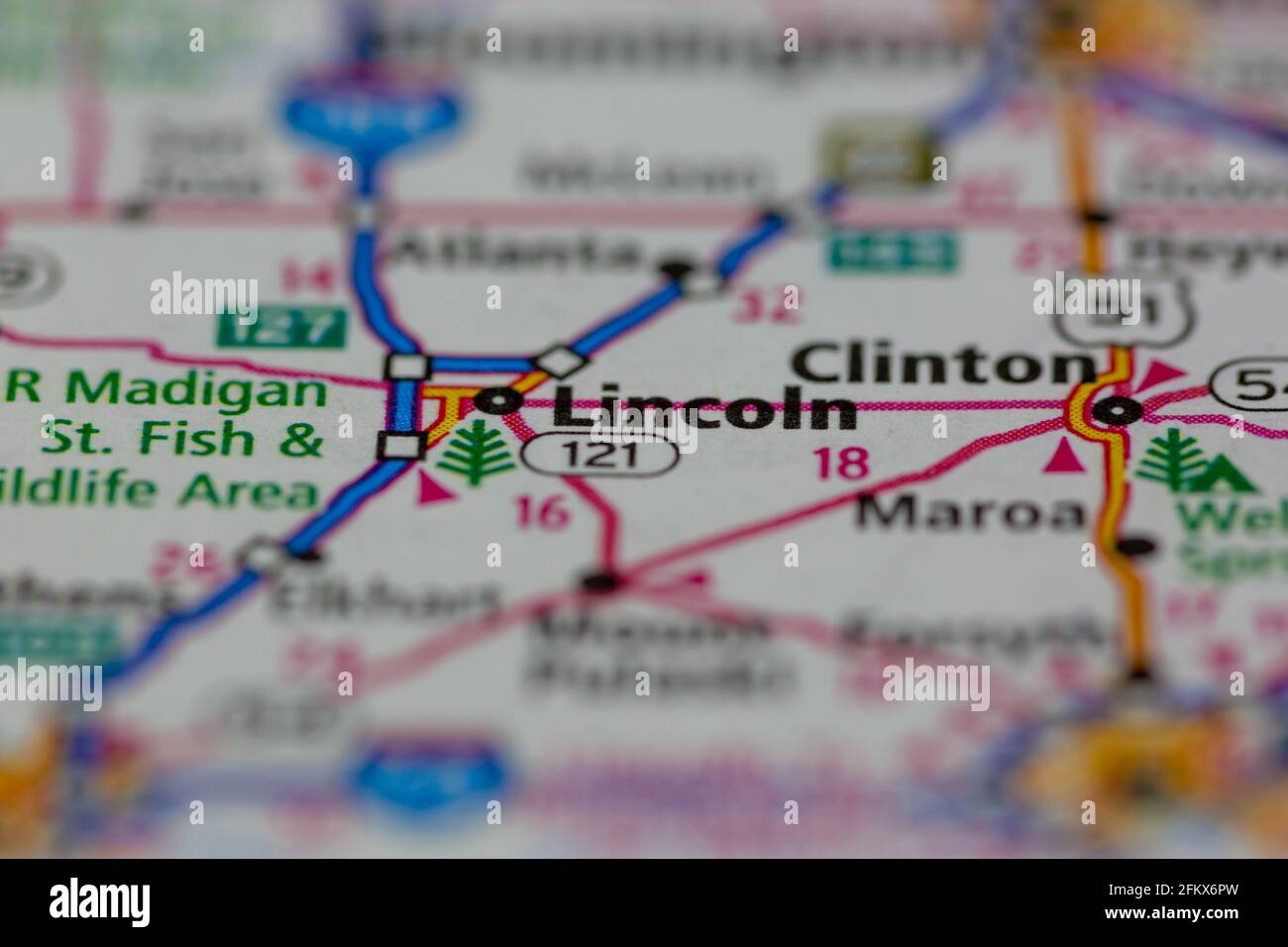 Lincoln Illinois Shown on a Geography map or road map Stock Photo - Alamy