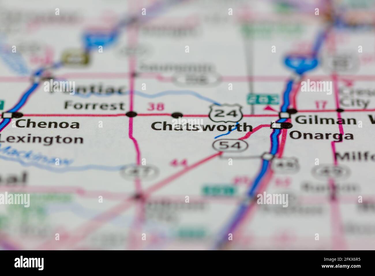 Chatsworth Illinois Shown on a Geography map or road map Stock Photo ...