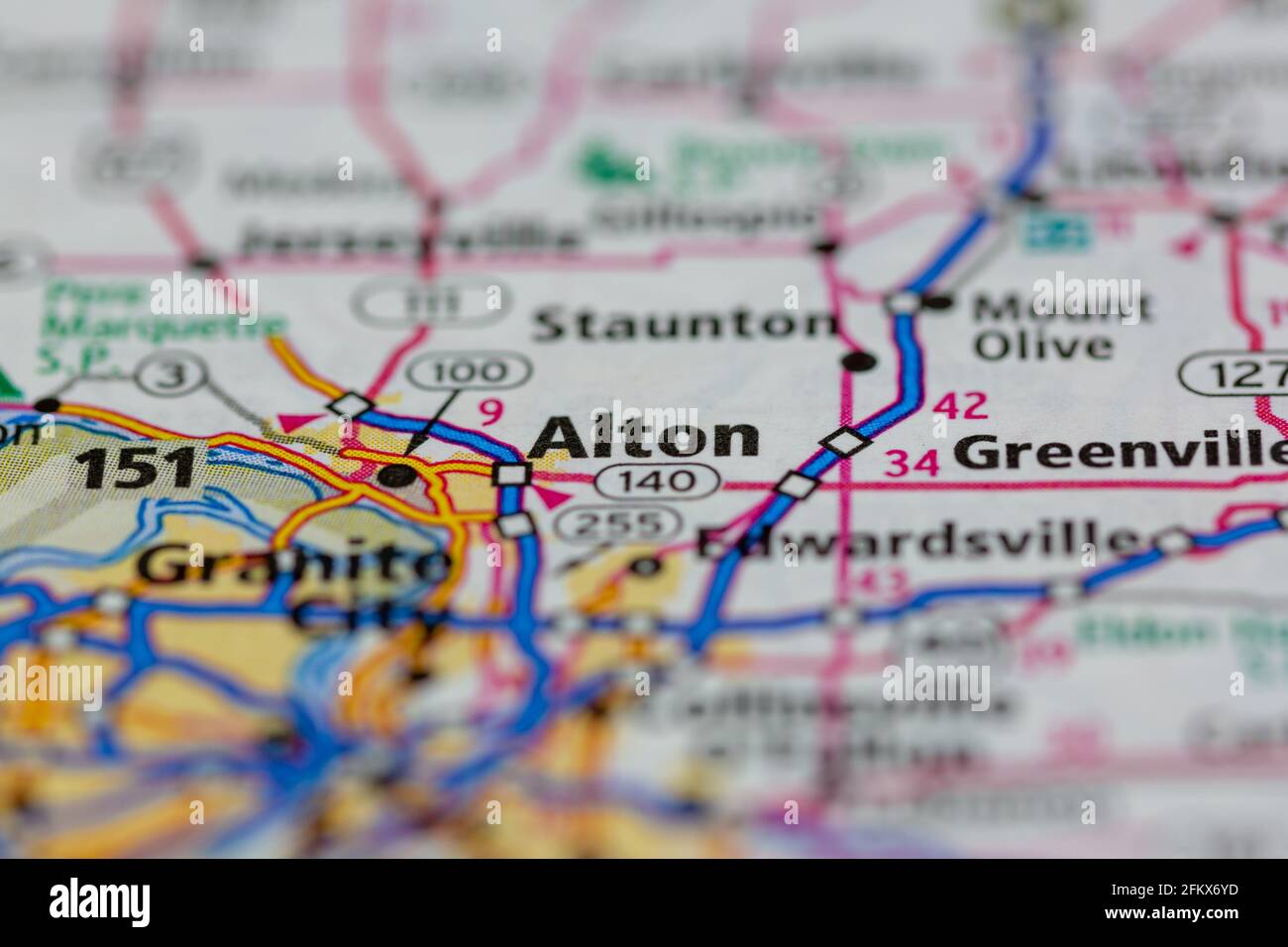 Alton Illinois Shown on a Geography map or road map Stock Photo - Alamy