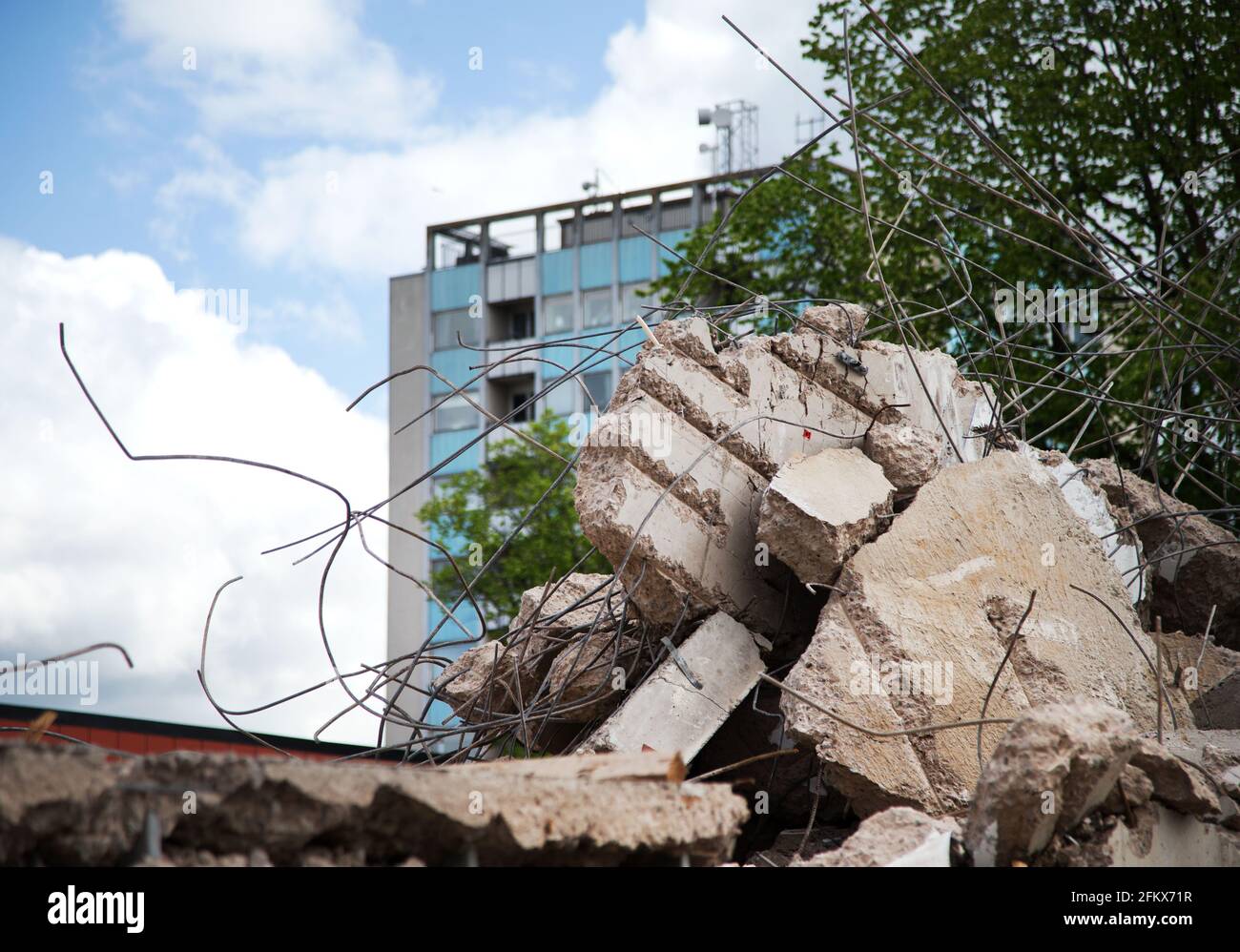 Demolition of a house, Linköping, Sweden Stock Photo - Alamy