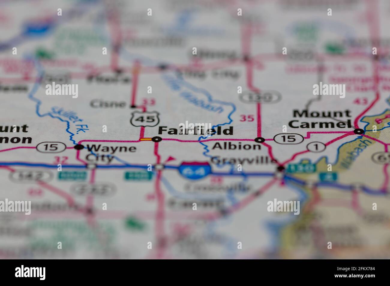 Fairfield Illinois Shown on a Geography map or road map Stock Photo - Alamy