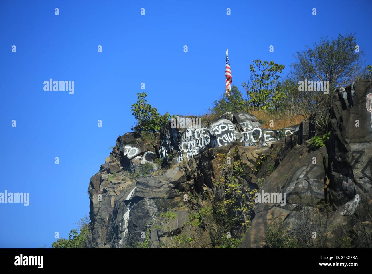 the small peak near queen area with the unopened us flag Stock Photo ...
