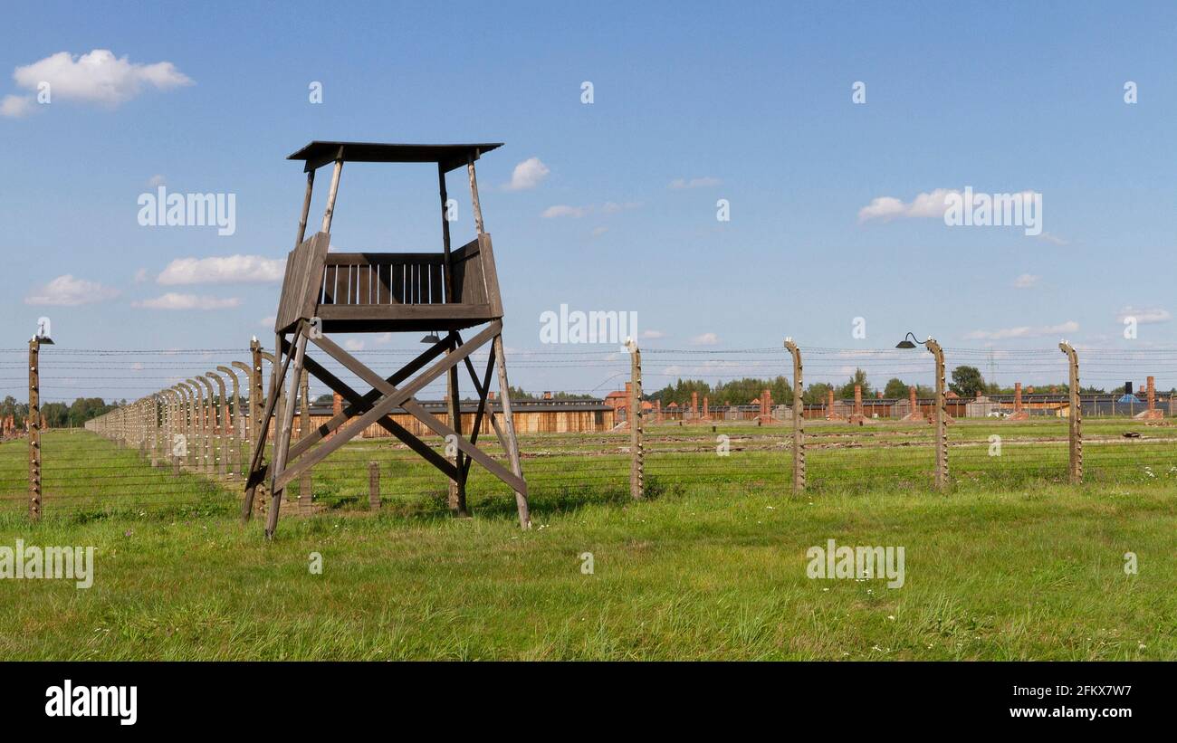 Watchtower, Concentration Camp Memorial Auschwitz II Birkenau, Poland ...