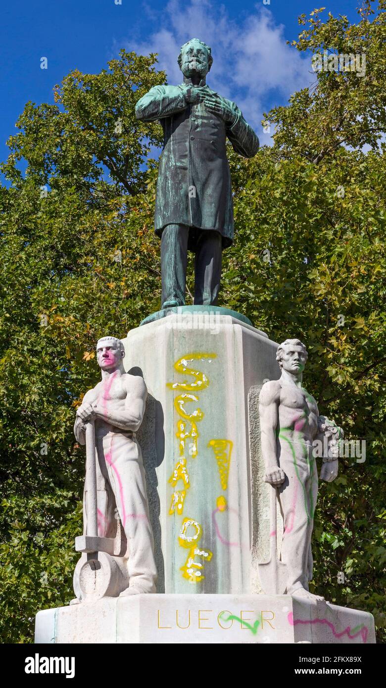 Smeared Karl Lueger Monument In Vienna, Viennese Mayor From 1897 To ...