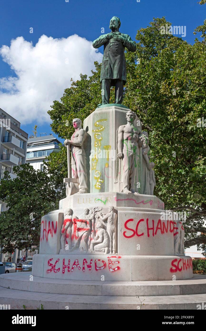 Smeared Karl Lueger Monument In Vienna, Viennese Mayor From 1897 To ...