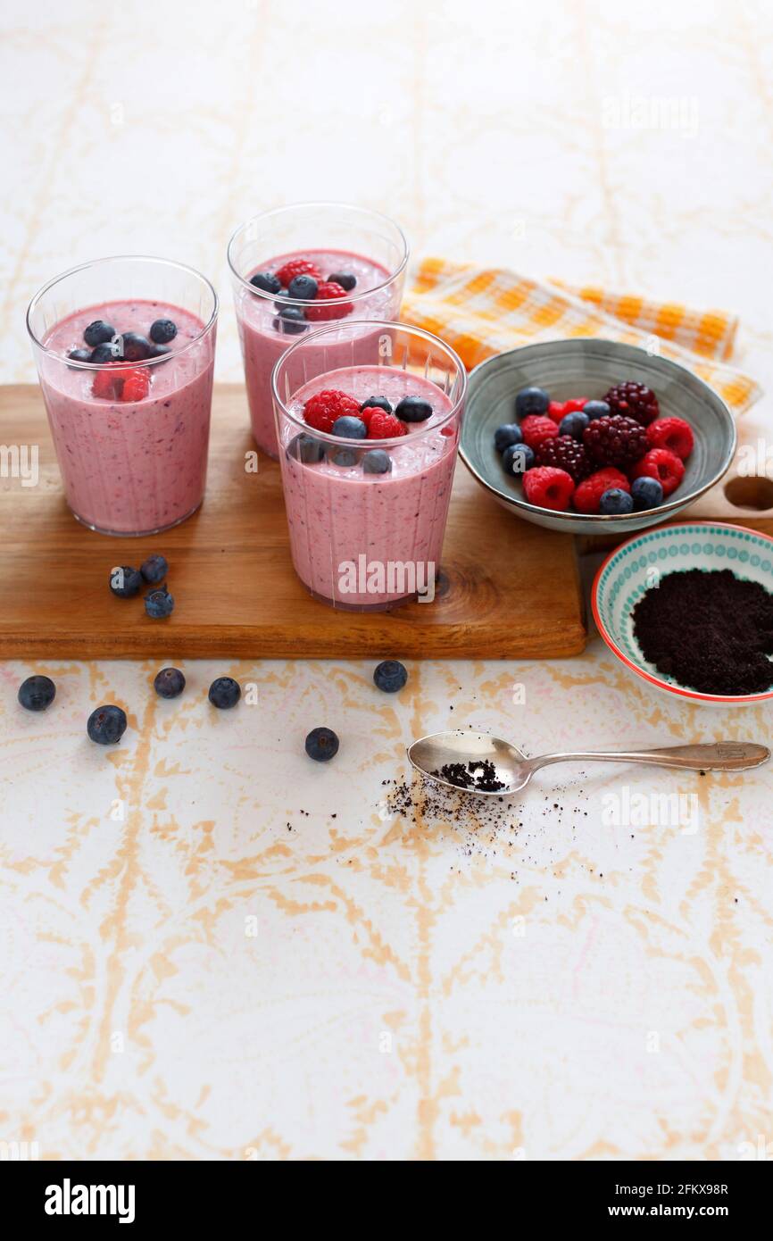 Smoothie with berries acai and vanilla Stock Photo - Alamy