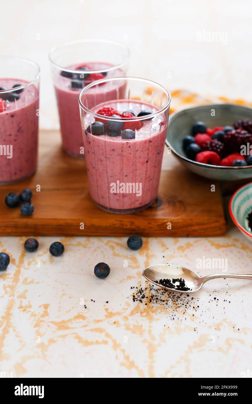 Smoothie with berries acai and vanilla Stock Photo - Alamy