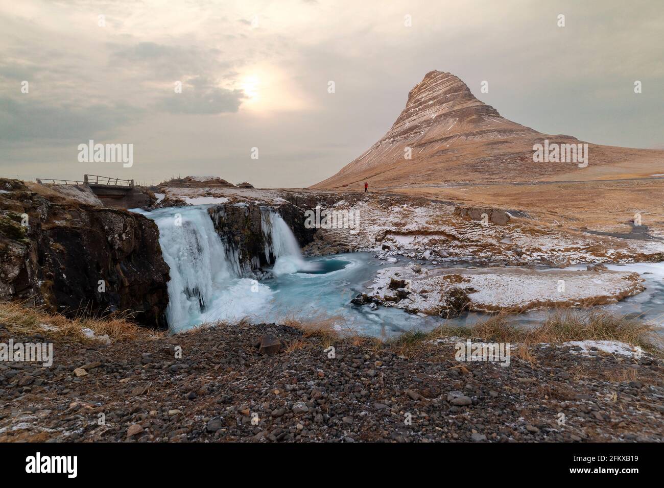 The Mountain Kirkjufell and the waterfall kirkjufellfoss, Snaefellsnes ...