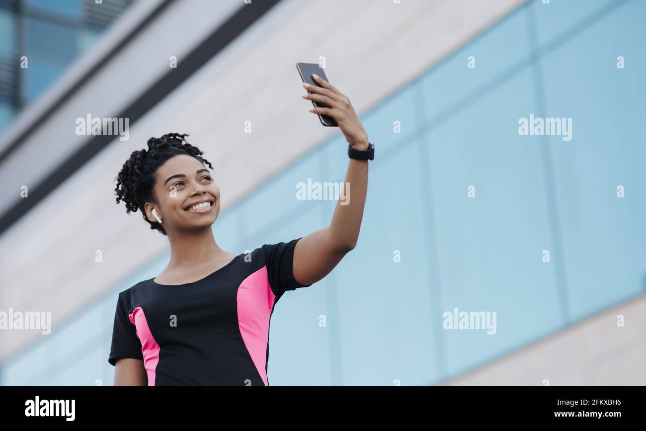 Fit blogger and active lifestyle, body care and positive mood Stock ...