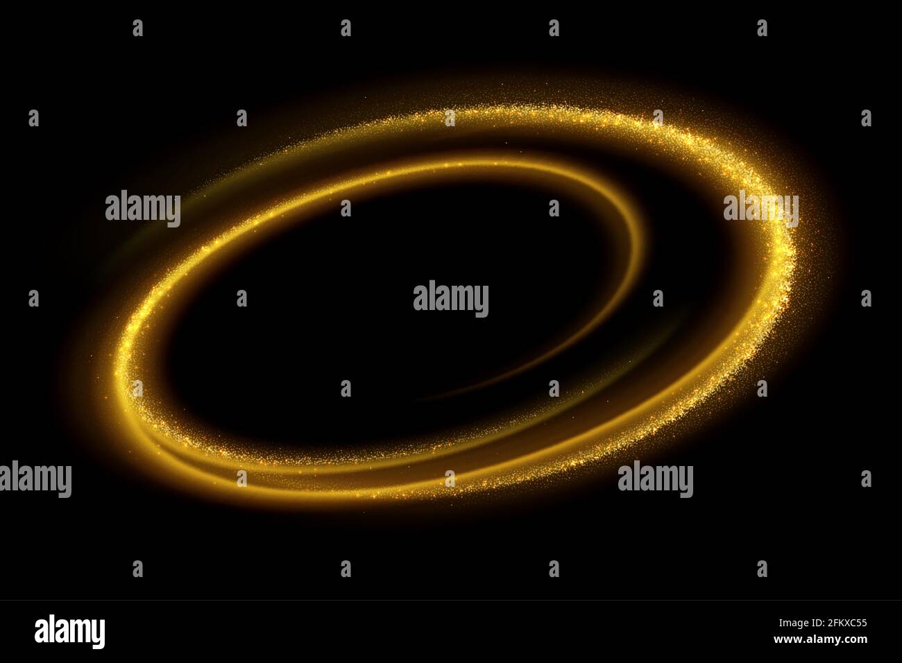 Gold wave flow and golden glitter on black background. Abstract shiny ...