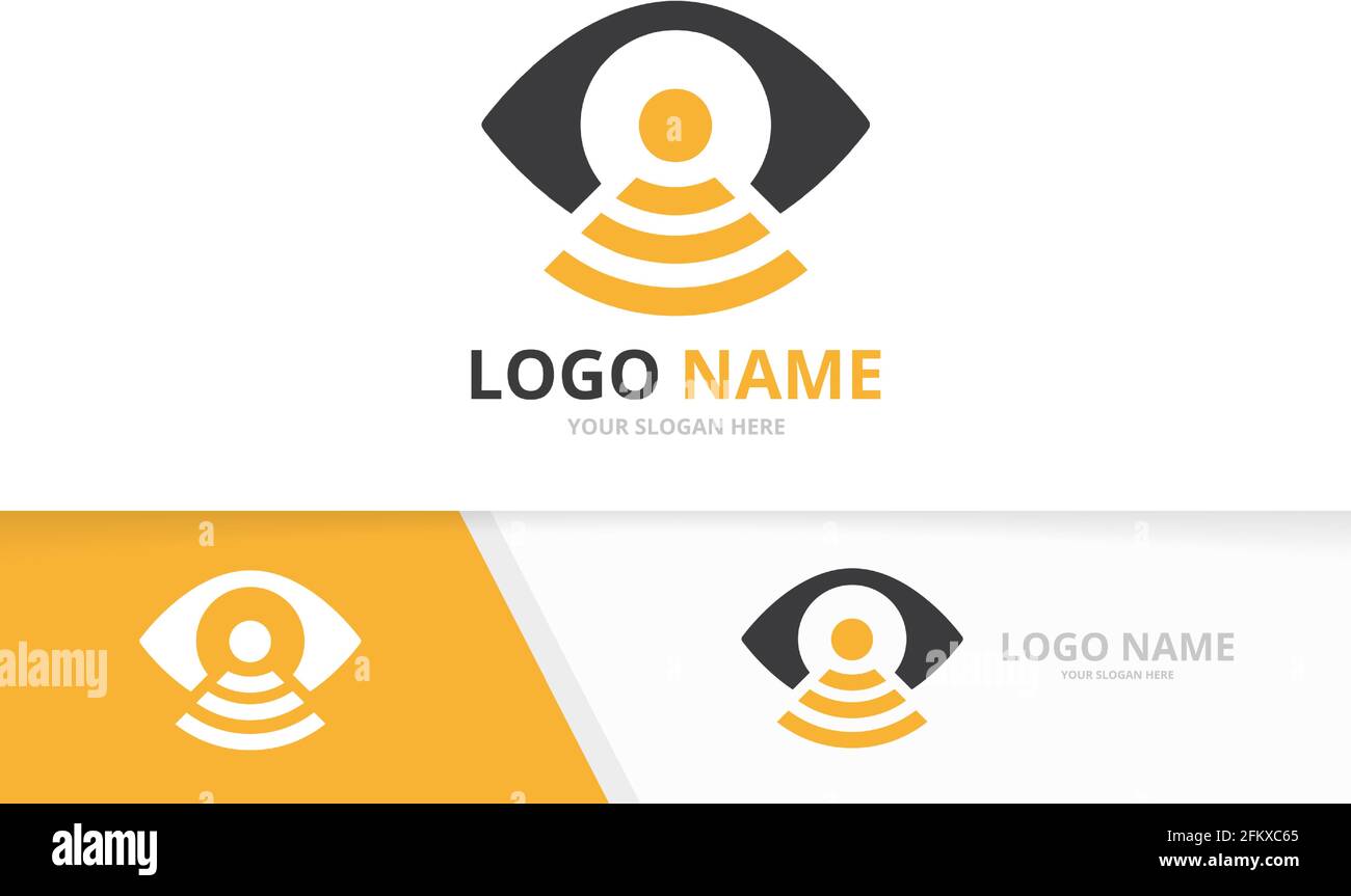 Vector eye and wifi logo combination. Unique internet logotype design ...