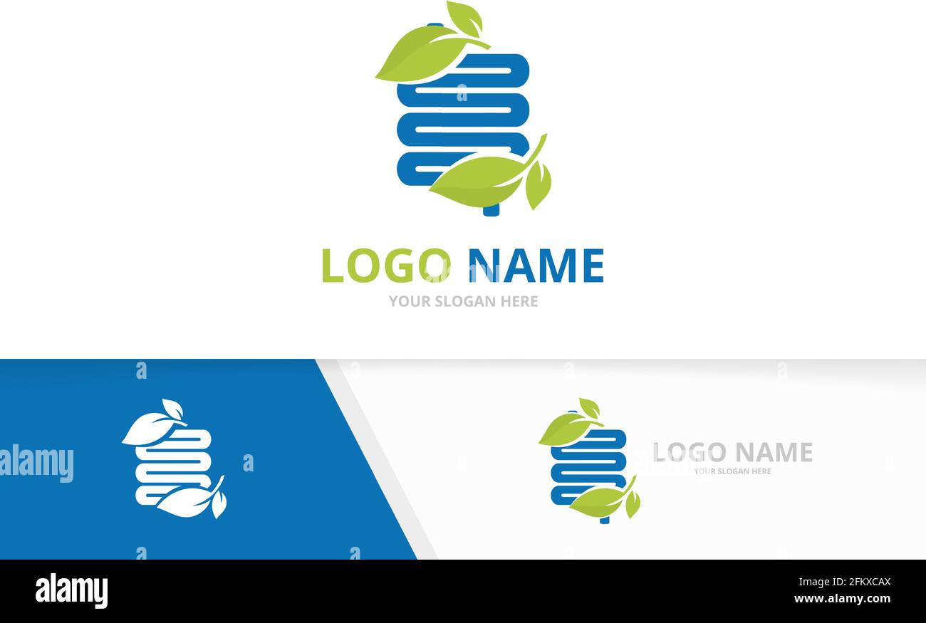 Vector natural intestine logo combination. Colon and leaves logotype ...