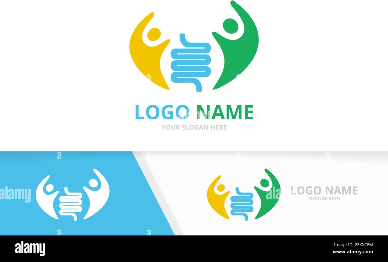 Vector intestine and team logo combination. Unique digestion logotype ...
