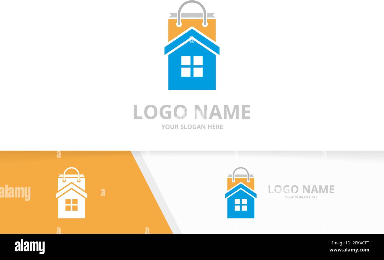 Vector real estate and shop logo combination. House and shopping bag ...