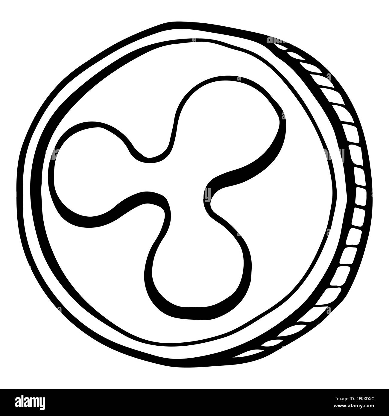 Cryptocurrency coin with Ripple in doodle style isolated Stock Vector ...