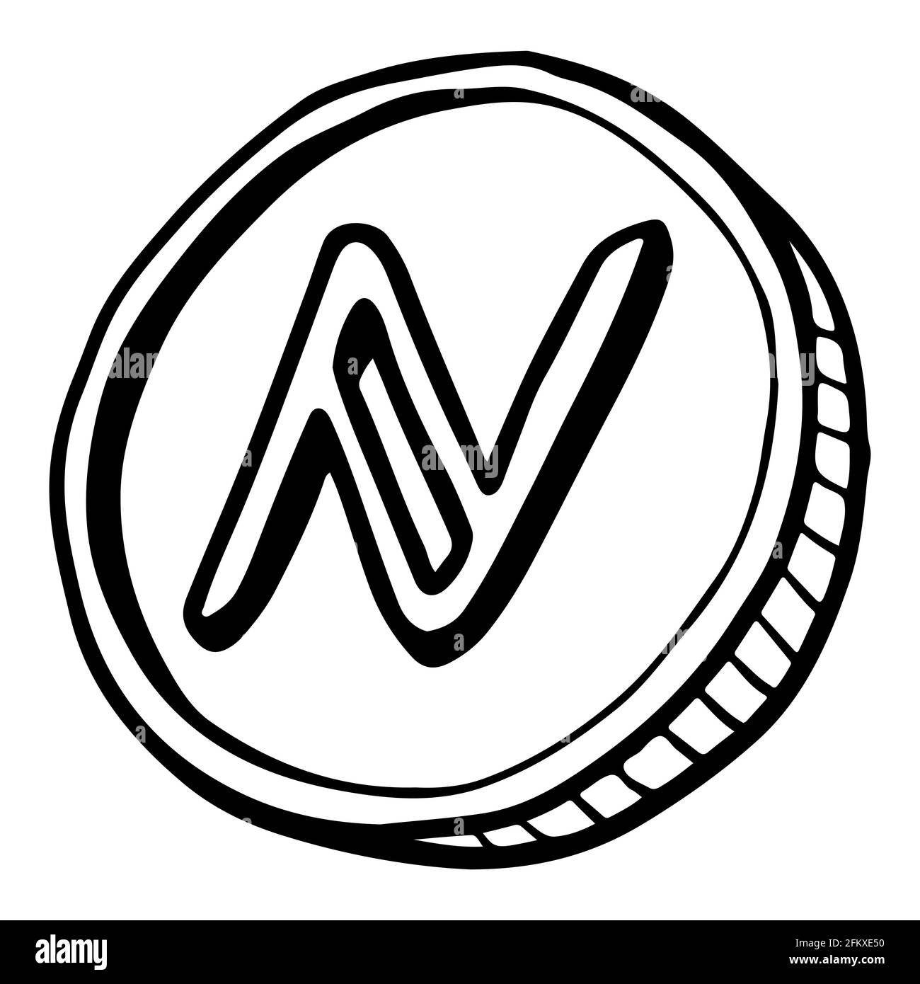 Cryptocurrency coin with Namecoin in doodle style isolated Stock Vector ...