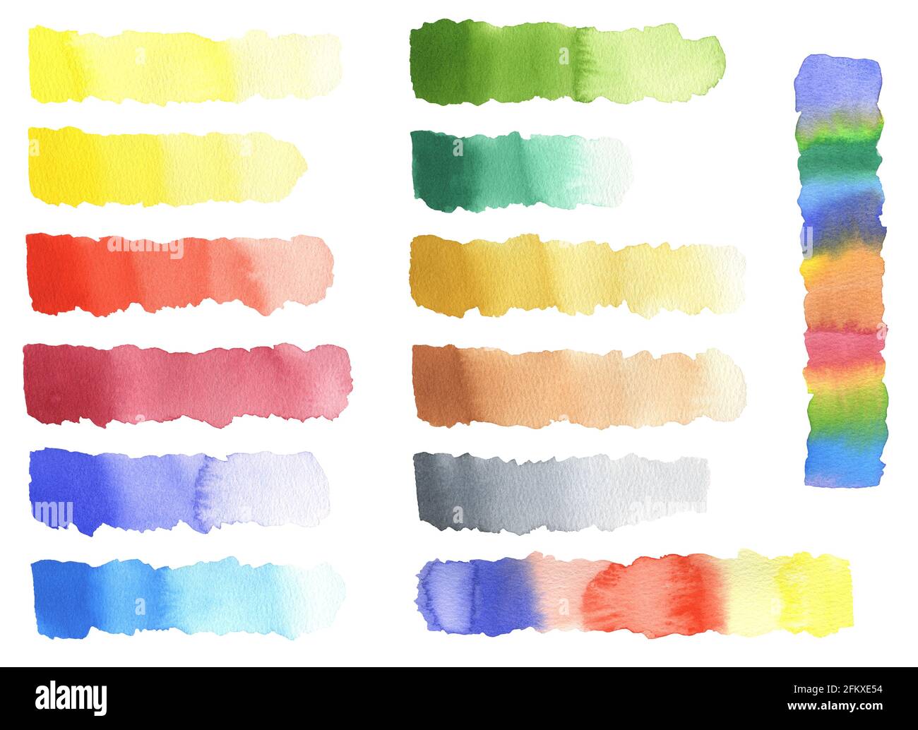 Color palette. A set of abstract shapes drawn with watercolor paints by ...