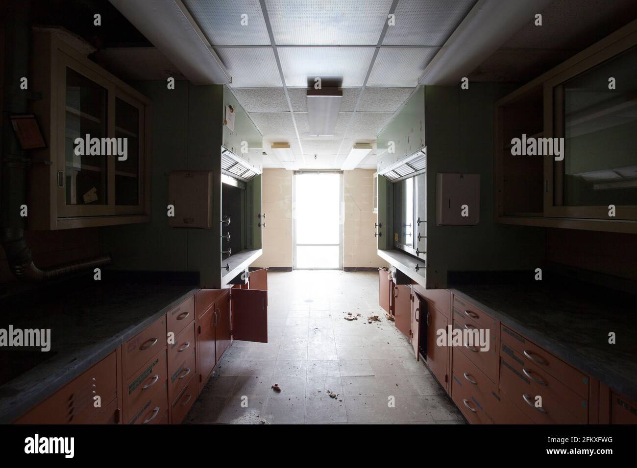 Interior of an abandoned decaying scientific laboratory Stock Photo - Alamy