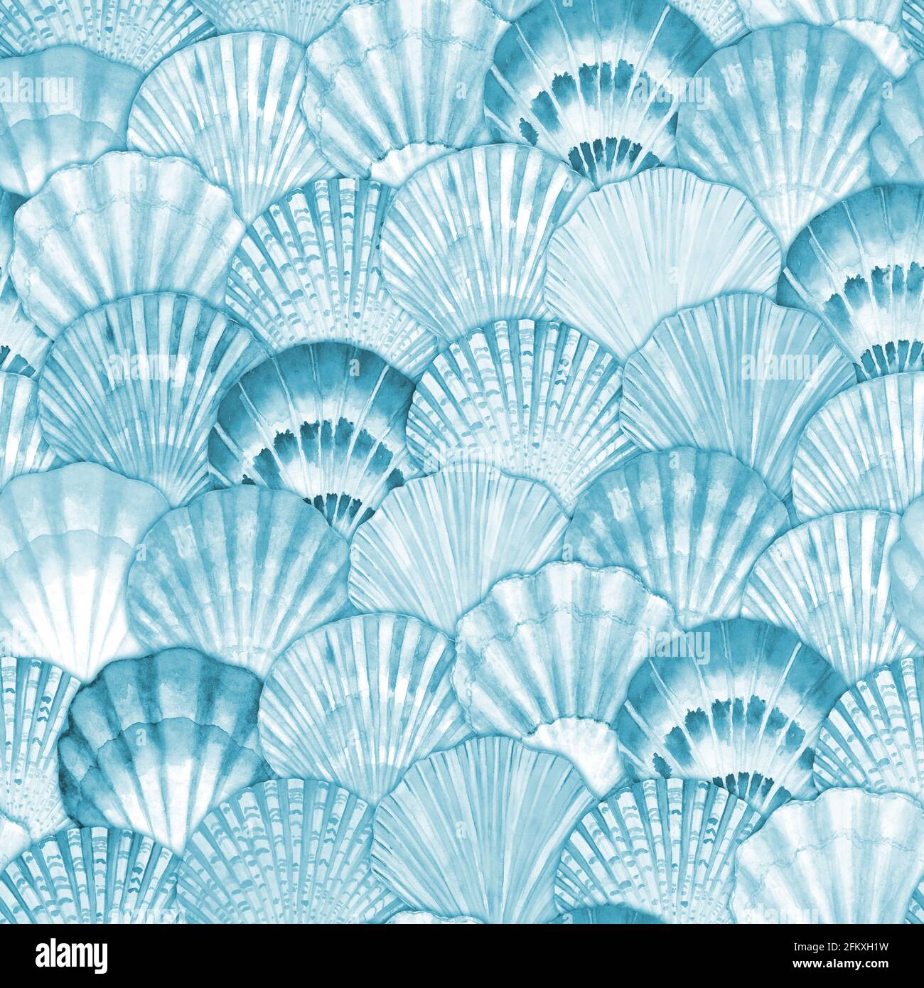 Watercolor sea shell seamless pattern. Hand drawn seashells texture ...