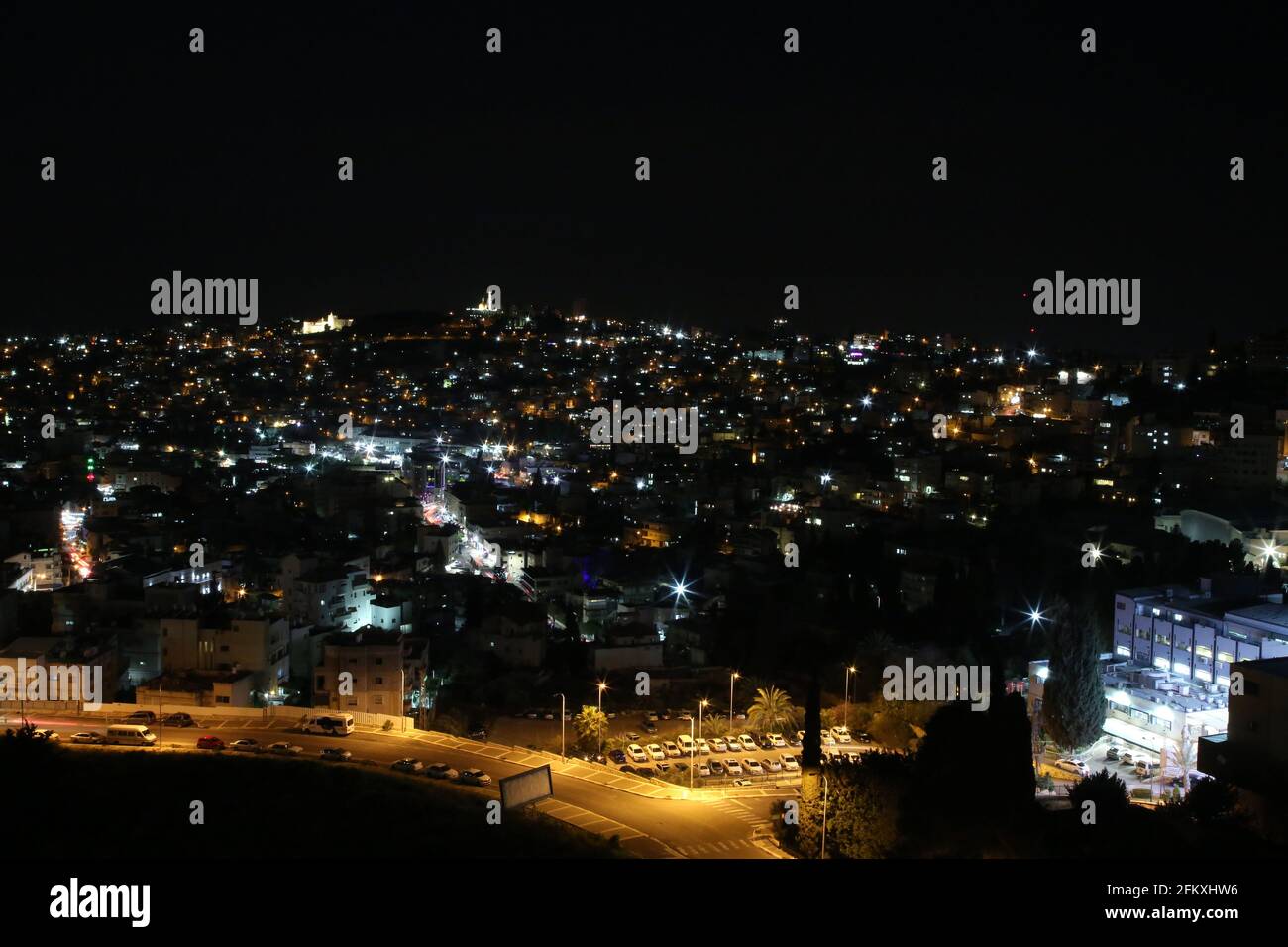 The lights in the night of Nazareth Stock Photo - Alamy