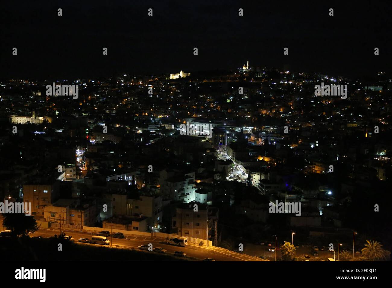 The lights in the night of Nazareth Stock Photo - Alamy