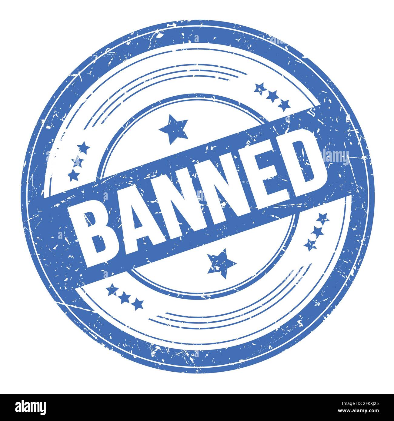 BANNED text on blue round grungy texture stamp Stock Photo - Alamy