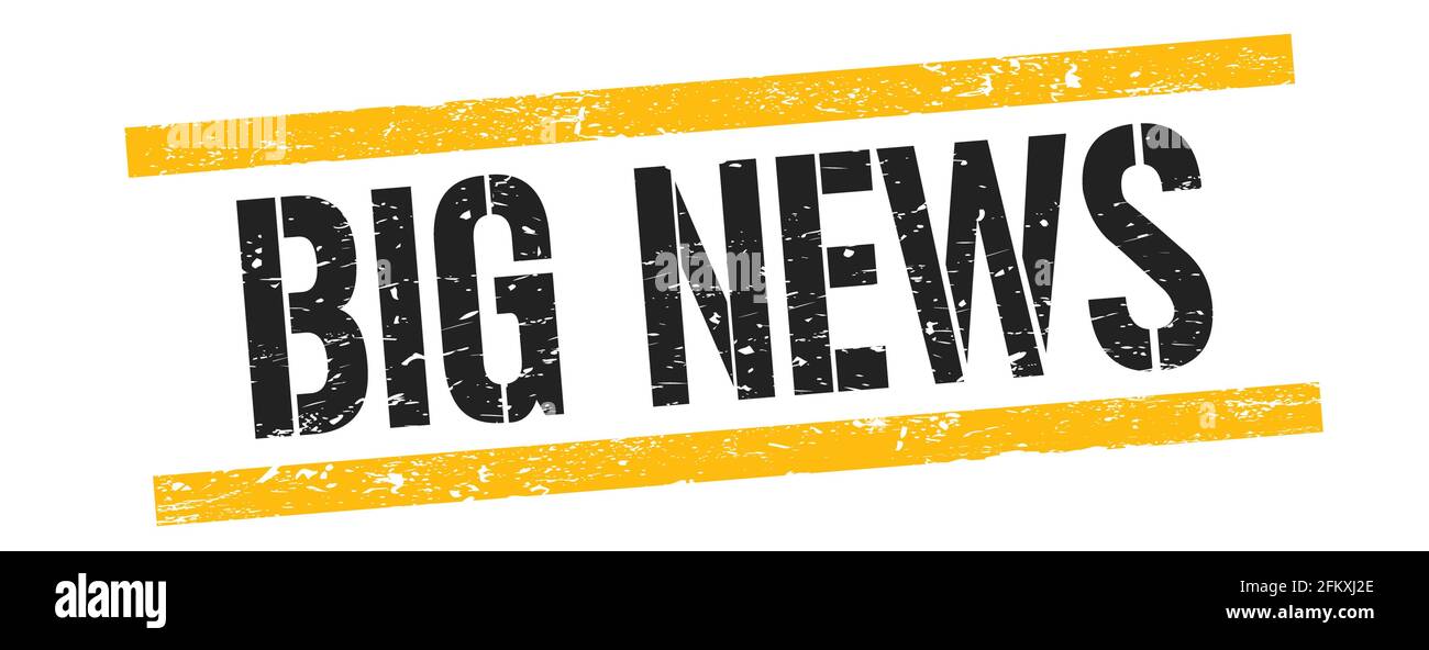 BIG NEWS text on black yellow grungy lines stamp sign Stock Photo - Alamy