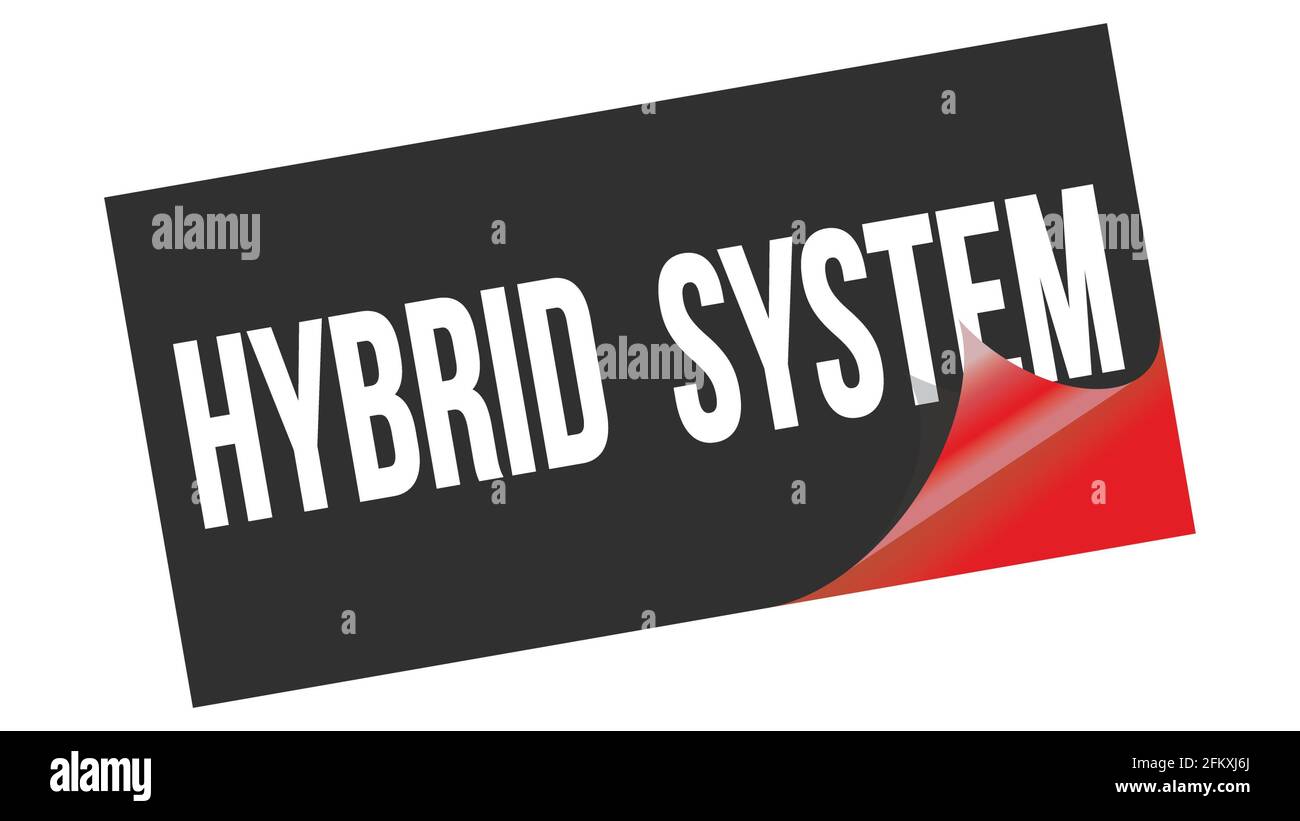 HYBRID SYSTEM text written on black red sticker stamp Stock Photo - Alamy