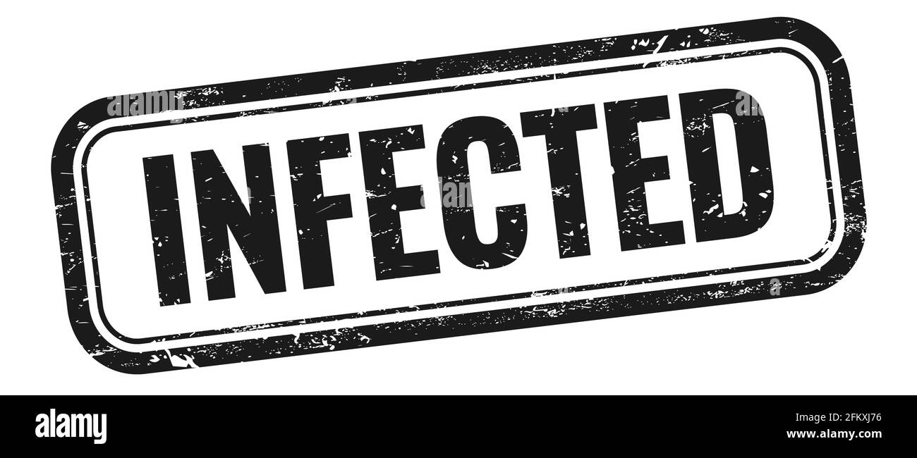 INFECTED text on black grungy vintage rectangle stamp Stock Photo - Alamy