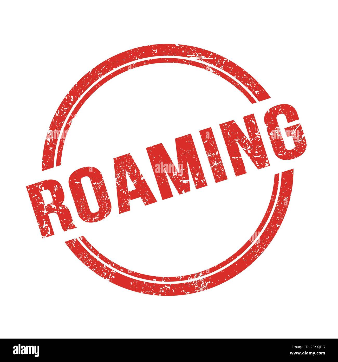 ROAMING text written on red grungy vintage round stamp Stock Photo - Alamy