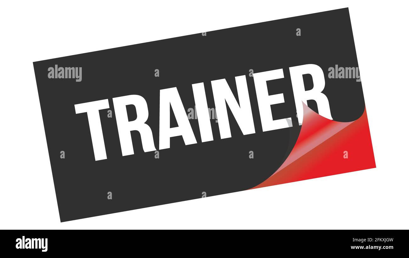 TRAINER text written on black red sticker stamp Stock Photo - Alamy