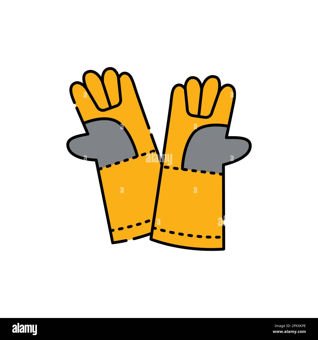 Protection Gloves Color Line Icon Disability Isolated Vector Element Outline Pictogram For