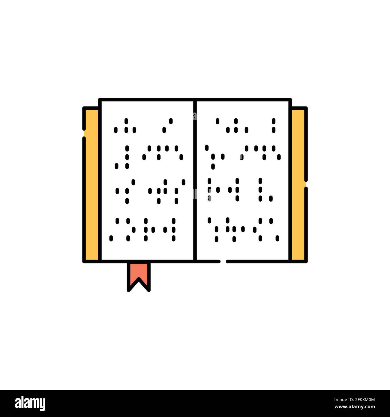 Book blind braille color line icon. Disability. Isolated vector element ...