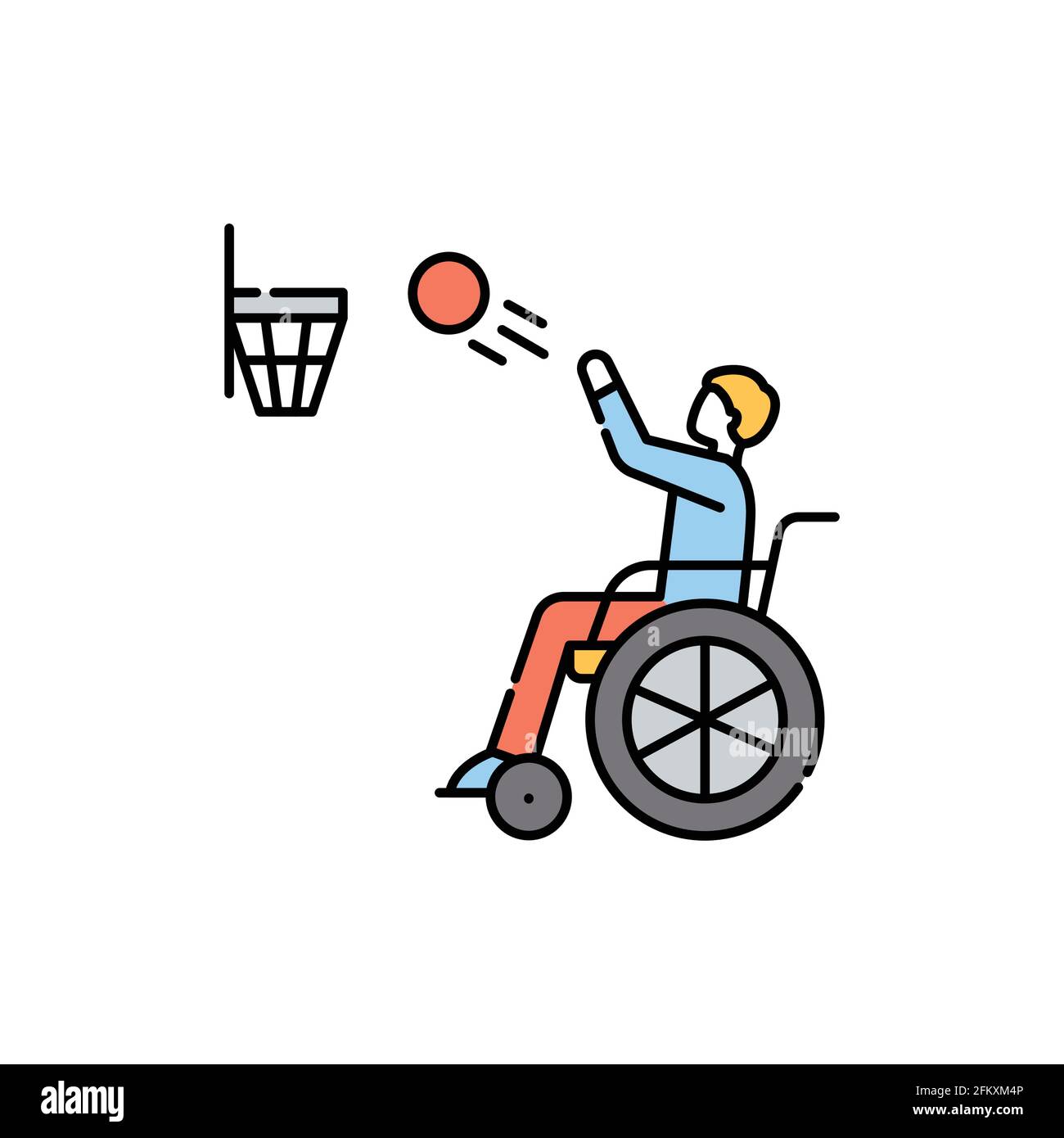 Disabled game basketball color line icon. Disability. Isolated vector ...